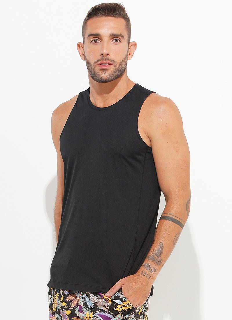 Men's A.O.P Workout Tank Top Black | UPF 50+ Protection – DonaJo